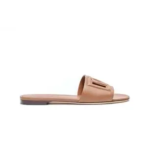 Dolce & Gabbana Dolce & Gabbana Brown Leather Slide With DG Logo Brown