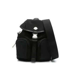 Moncler Technical Jersey And Leather Trimmed Backpack - Black