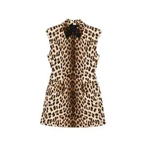 Sportmax Sleeveless Day Dress With Animal Print And Bow Detail