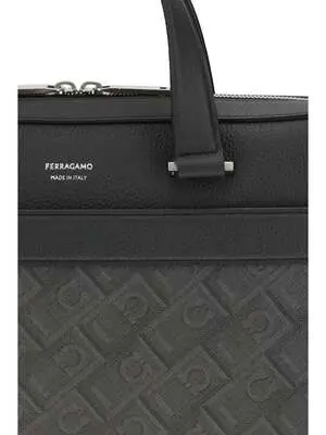 FERRAGAMO Monogrammed Calfskin Work Bag