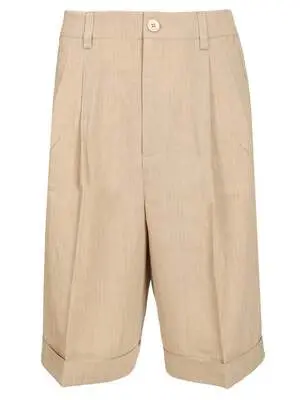 Jacquemus Pleated Linen Blend Bermuda Shorts