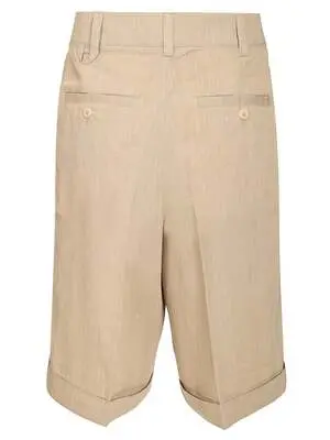 Jacquemus Pleated Linen Blend Bermuda Shorts