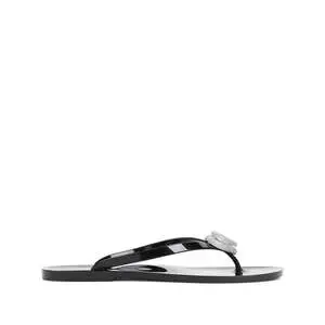 Mach & Mach Embellished Heart Flip-flops - Black