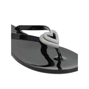 Mach & Mach Embellished Heart Flip-flops - Black