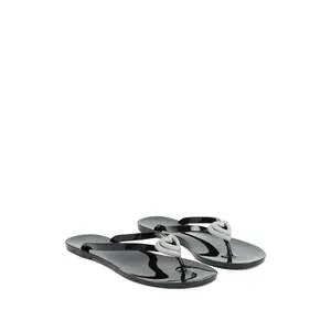 Mach & Mach Embellished Heart Flip-flops - Black