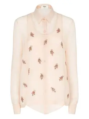 Fendi Silk Georgette Embroidered Blouse