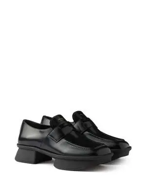 Prada Brushed Leather Loafers With 4 Cm Sole - Black