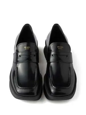 Prada Brushed Leather Loafers With 4 Cm Sole