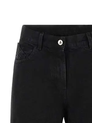 Attico Garment-dyed Cotton Denim Jeans With Cut-out Detail - Black