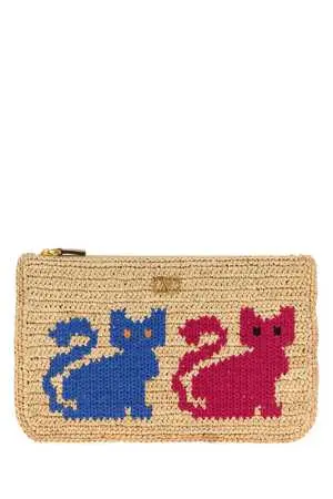 Valentino Garavani Raffia Vlogo Signature Clutch - Brown