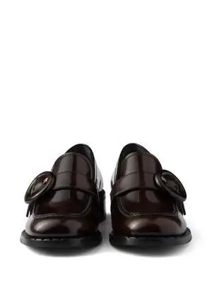 Prada Brushed Fumé Leather Loafers - Brown