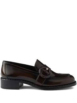 Prada Brushed Fumé Leather Loafers - Brown