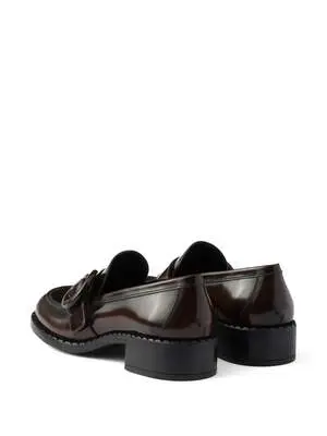 Prada Brushed Fumé Leather Loafers