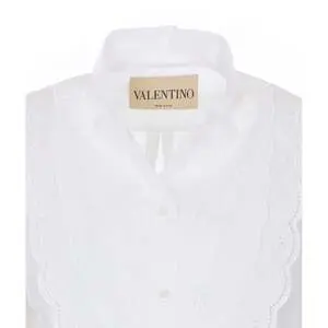 Valentino Garavani Embroidered Cotton Shirt With Puffed Sleeves
