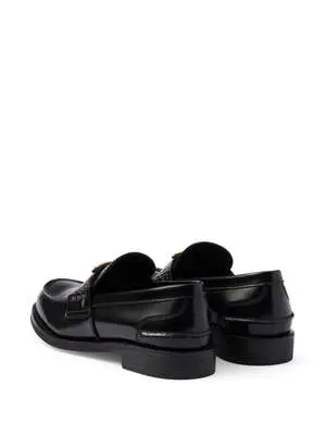 Prada Brushed Leather Loafers With Leather Band - Black