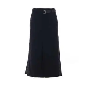 Sacai Belted High-waist Pleated Skirt - Black