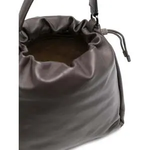 Brunello Cucinelli Calf Leather Bucket Bag - Gray
