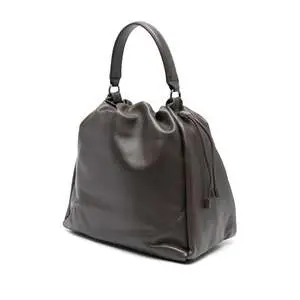 Brunello Cucinelli Calf Leather Bucket Bag - Gray