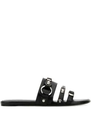 Balenciaga City Flat Mule In Arena Lambskin - Black