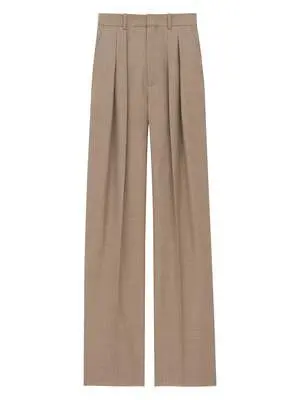 Saint Laurent SAINT LAURENT Wide-Leg Tailored Pants In Caviar Wool Multicolor