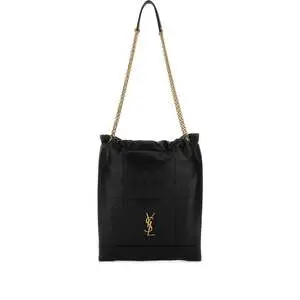 Saint Laurent Lambskin Drawstring Shoulder Bag - Black