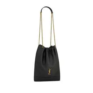 Saint Laurent Lambskin Drawstring Shoulder Bag - Black