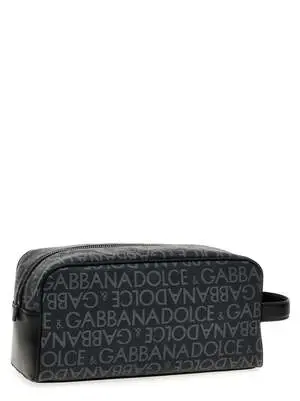 Dolce & Gabbana Leather Toiletry Bag With Logo Plaque