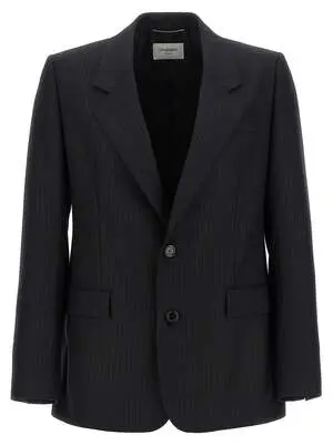 Saint Laurent Pinstripe Blazer - Black