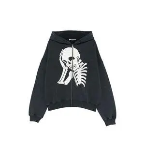 Palm Angels Skeleton Print Zip-up Hoodie