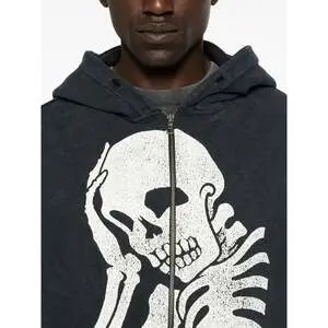 Palm Angels Skeleton Print Zip-up Hoodie
