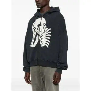 Palm Angels Skeleton Print Zip-up Hoodie