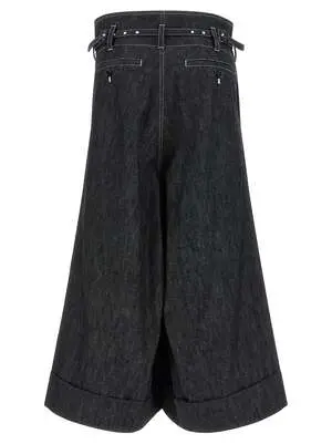 Junya Watanabe High Waist Wide Leg Cropped Jeans