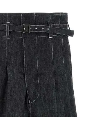 Junya Watanabe High Waist Wide Leg Cropped Jeans