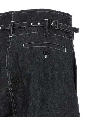 Junya Watanabe High Waist Wide Leg Cropped Jeans