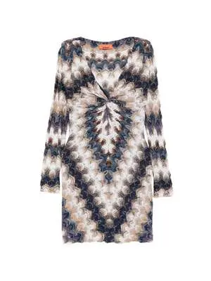 Missoni Long Sleeve Twist Front Zigzag Knit Dress - Multicolor