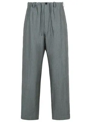 Dries Van Noten Penny Grey Linen Blend Trousers - Gray