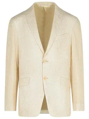 Etro Blazer In Linen Blend - Cream