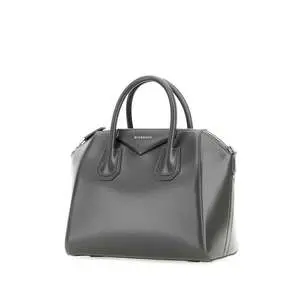 Givenchy Grey Leather Tote Bag With Silver Metal Finishing