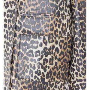 GANNI Laminated Leopard Print Jacket With Removable Collar