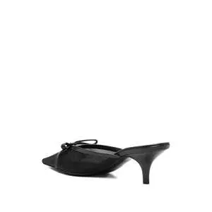 Miu Miu Pointed Toe Bow Detail Mules - Black