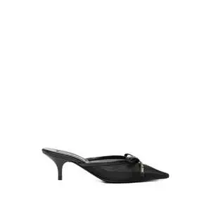 Miu Miu Pointed Toe Bow Detail Mules - Black