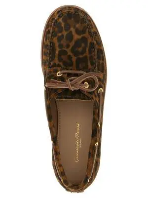 GIANVITO ROSSI Leopard Print Suede Boat Shoe - Brown