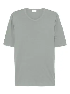 Saint Laurent Tonal Logo Embroidery Cotton T-shirt - Gray