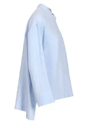 Max Mara Mandarin Collar Linen Shirt - Blue