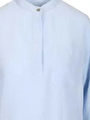 Max Mara Mandarin Collar Linen Shirt - Blue