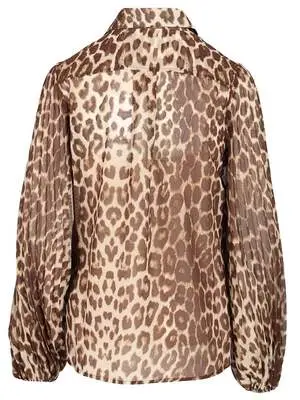 Zimmermann Leopard Print Pleated Sleeve Shirt