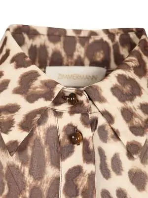 Zimmermann Leopard Print Pleated Sleeve Shirt
