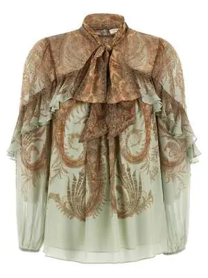 Zimmermann Memento Flutter Paisley Print Crepe De Chine Blouse