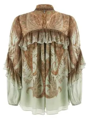 Zimmermann Memento Flutter Paisley Print Crepe De Chine Blouse