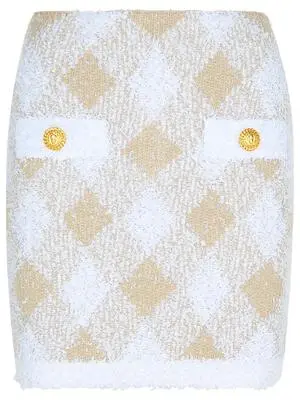 Balmain Skirt With Logo Button Detail - Cream